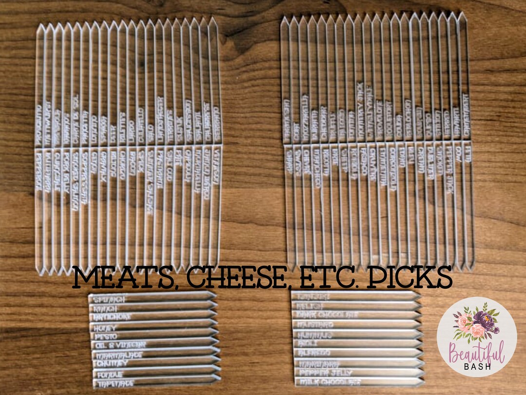 Laser Engraved Meat Cheese & Etc Picks Acrylic Charcuterie Picks Labels ...