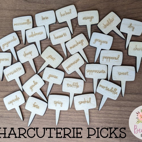 Minimalist Wooden Charcuterie Picks Laser Engraved Meat & - Etsy