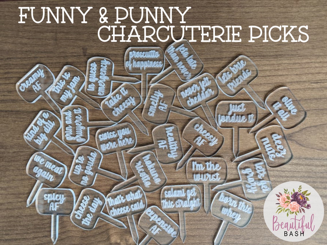 Punny Funny Wooden Charcuterie Picks Laser Engraved Meat & - Etsy