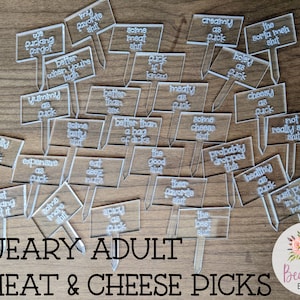 Sweary ADULT Acrylic Charcuterie Picks Laser Engraved Meat & Cheese ...