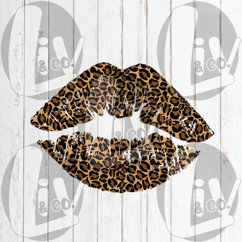Leopard Print Lips SVG PNG Design Lip Kiss Smooch Clipart | Etsy