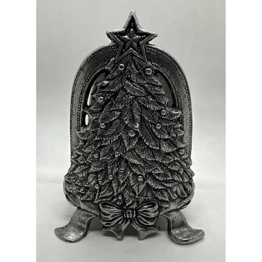 Carson Pewter Christmas Tree Candle Jar Holder Vintage 1997 Holiday ...