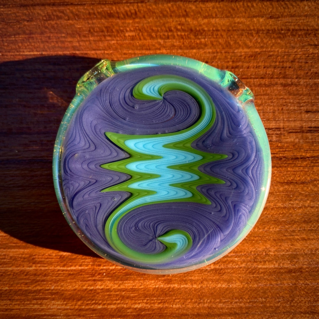 Purple Blue Wig Wag Glass Pendant | Handmade | One of a Kind | Hollow ...