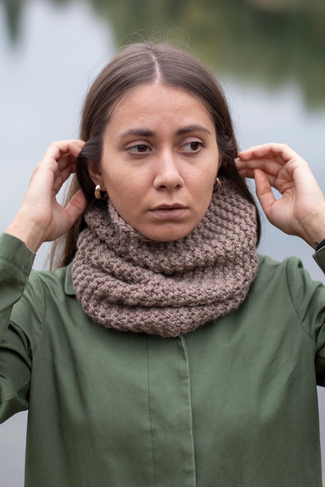 Chunky knit snood Women knit snood Gift for her Beige knit | Etsy