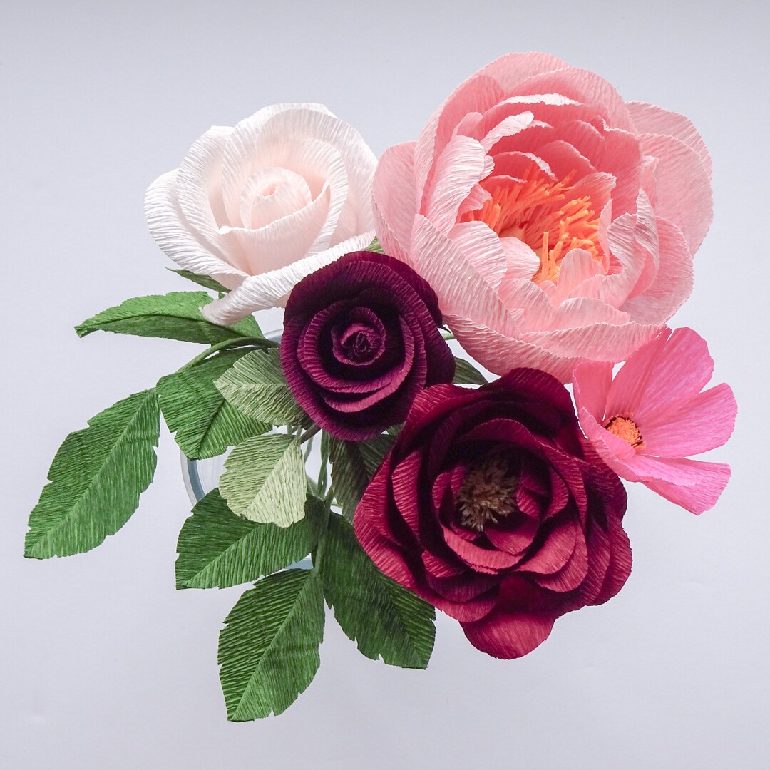 Crepe Paper Cosmo, Peony and Rose Bouquet december Dreams With Five ...