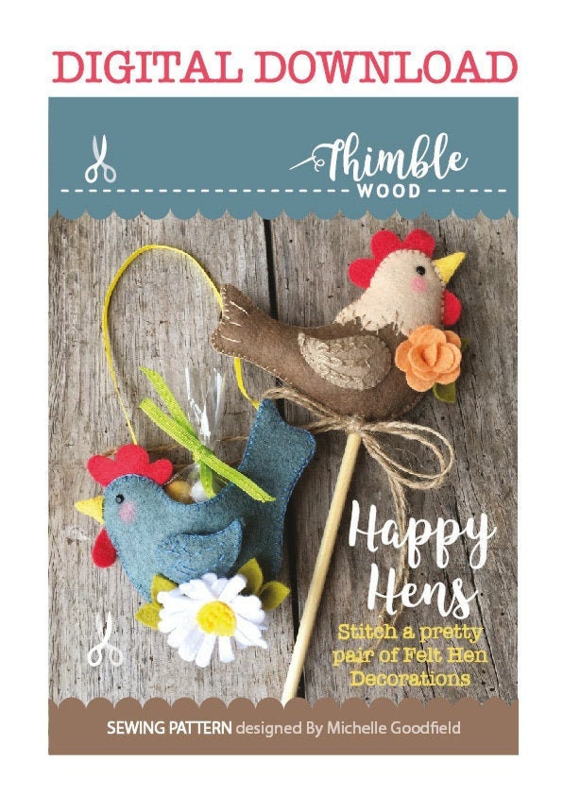 Happy Hens - an Instant Digital Download PDF Sewing Pattern to Make Two ...