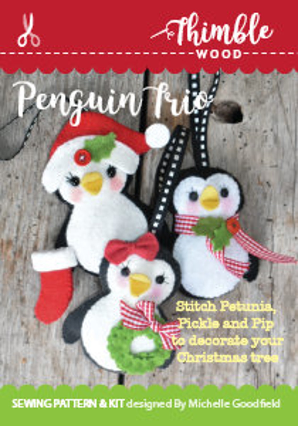 Penguin Trio - A Sewing Pattern to Make a Three Felt Tree Decorations ...