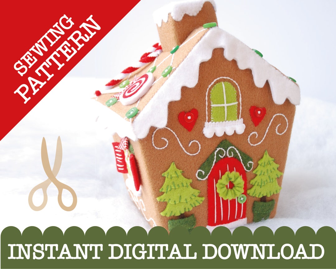 Gingerbread House - A PDF DIGITAL DOWNLOAD Sewing Pattern to Make an ...