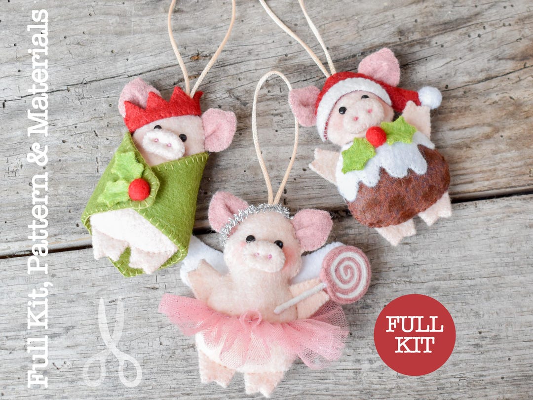 Felt Pigs Sewing Kit | 'tree' Little Pigs | Pigs in Blankets | Pigs ...