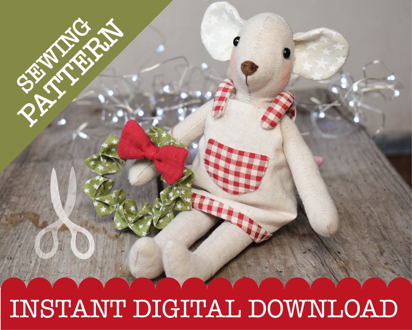 Merry the Christ-mouse - A PDF Digital Download Sewing Pattern | Linen ...