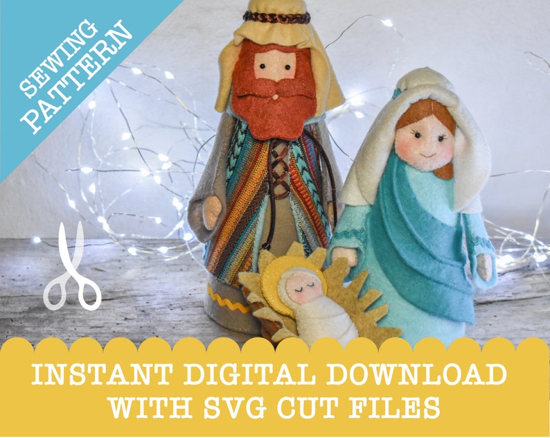Away in a Manger - PDF Sewing Pattern | SVG Files | Felt Nativity ...