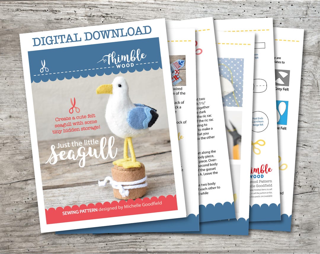 PDF PATTERN - Just the Little Seagull - Sew a Mini Felt Seagull ...