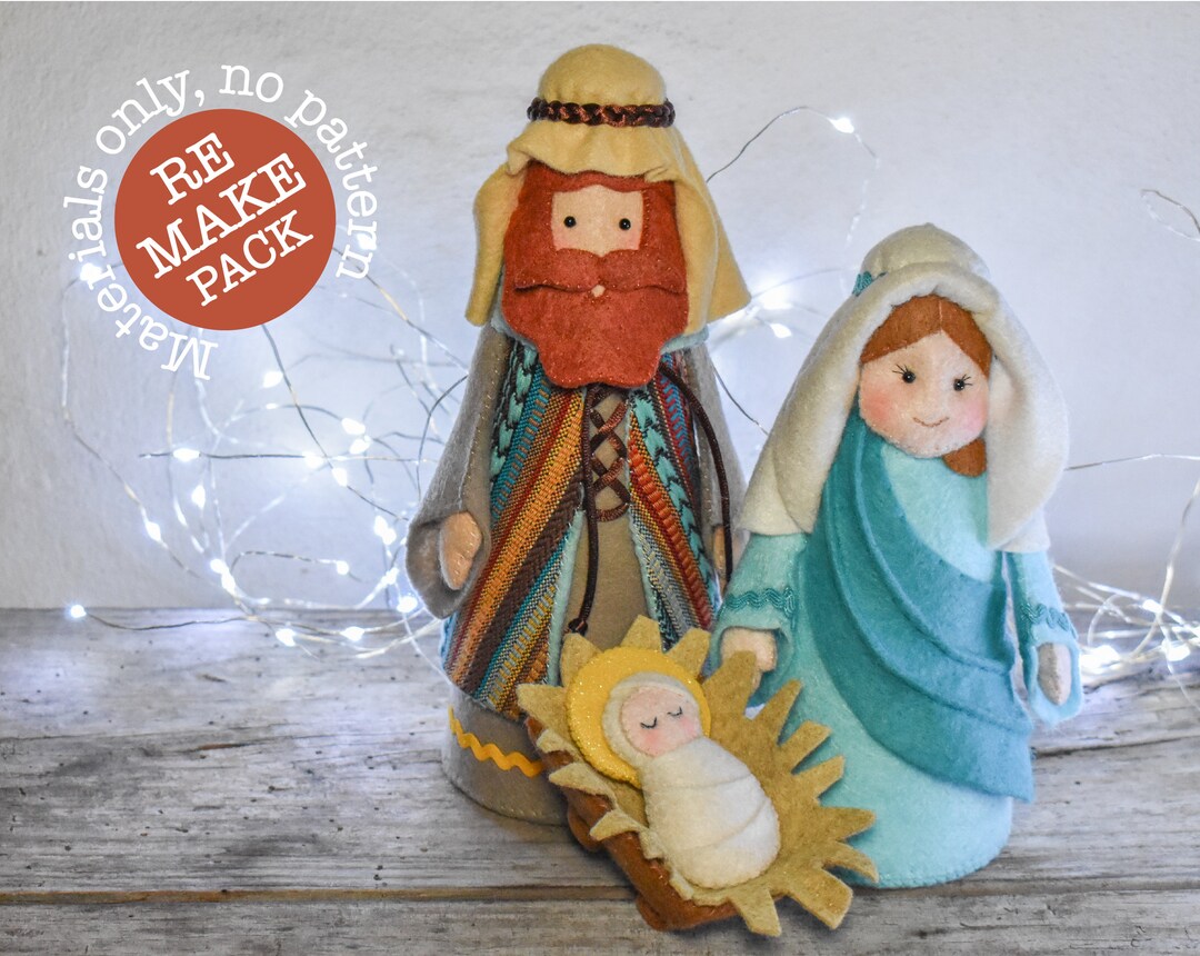 Sewn Felt Nativity | Away in a Manger | Materials Only Pack | Mary ...