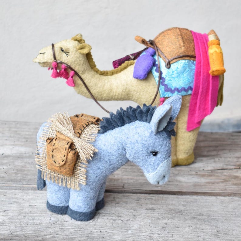 Felt Nativity Camel and Donkey Full Sewing Kit | Little Donkey ...