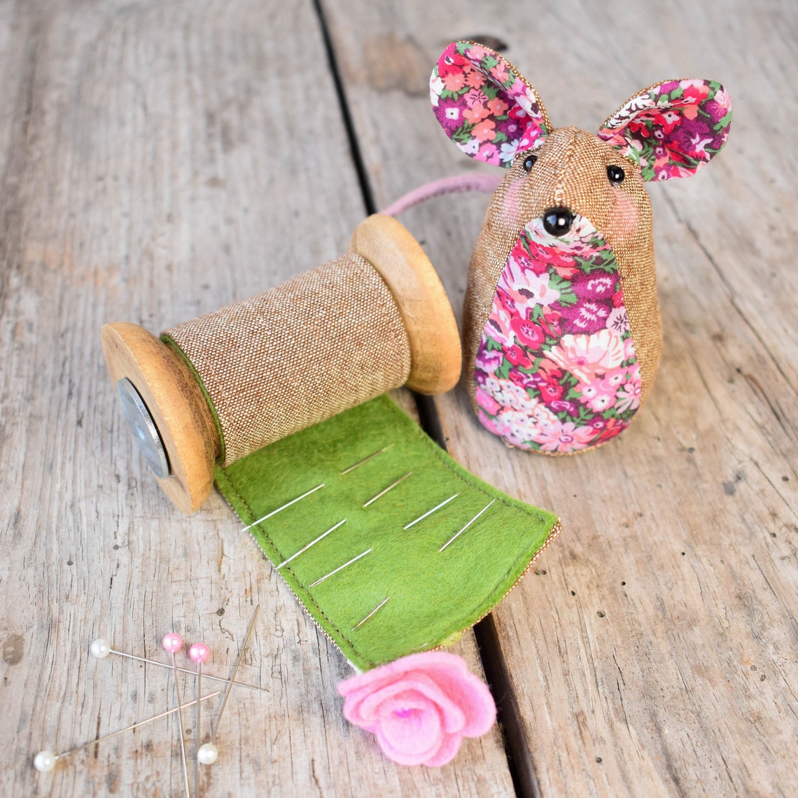 Sewing Kit to Make a Cute Linen Mouse Pincushion Sitting on a - Etsy UK