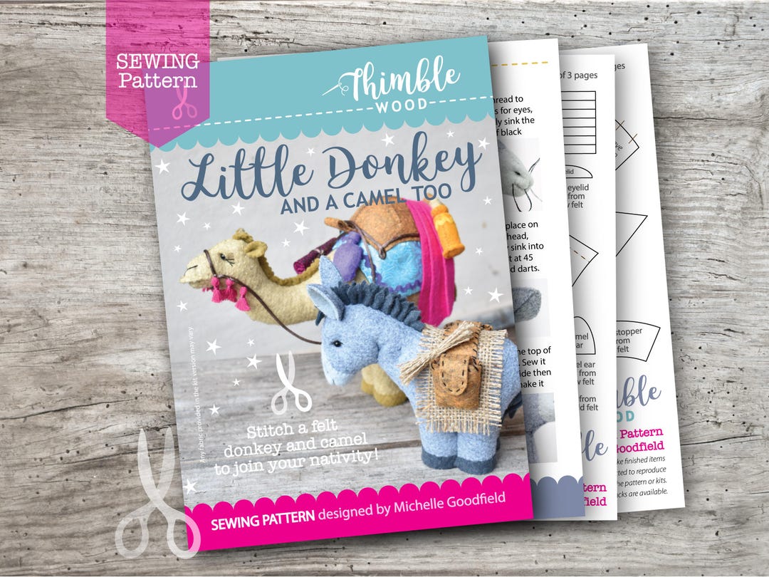 Felt Nativity Camel and Donkey Sewing Pattern | Pattern Only | Little ...