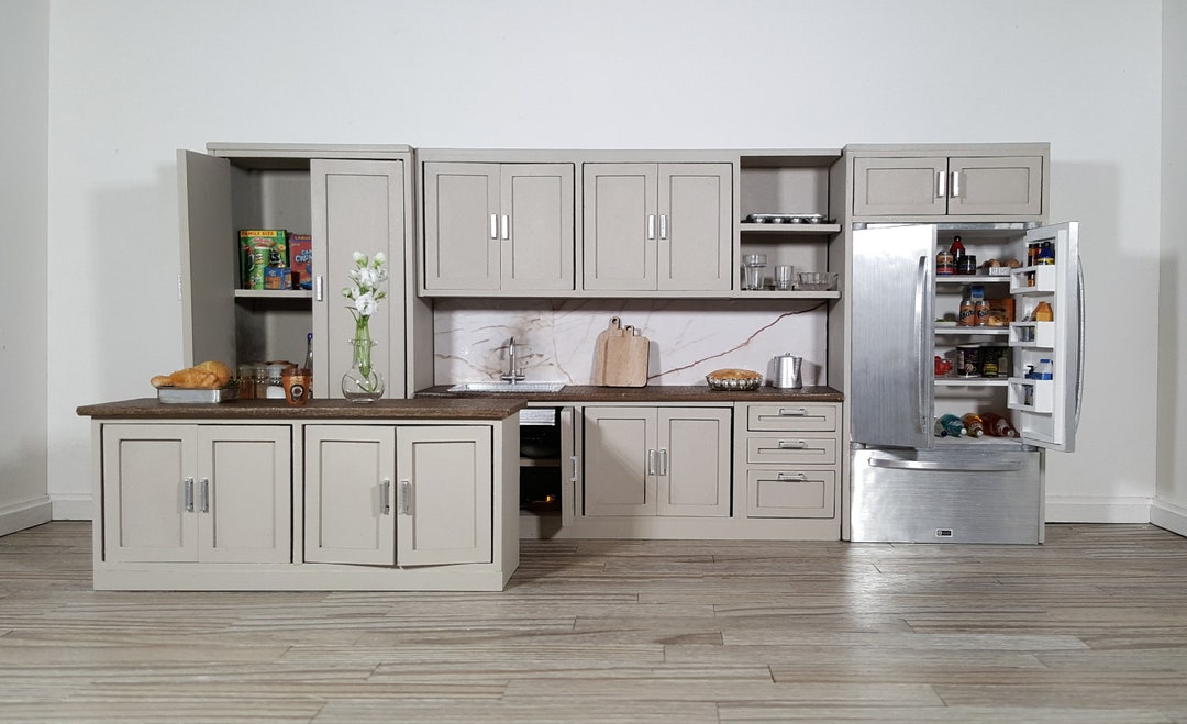 1:12 Scale Modern Dollhouse Miniature Kitchen With WORKING Cupboards ...