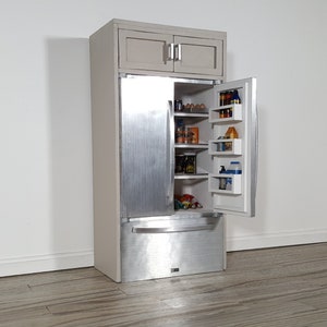 1:12 Scale Modern Dollhouse Miniature Fridge Unit With WORKING Doors ...