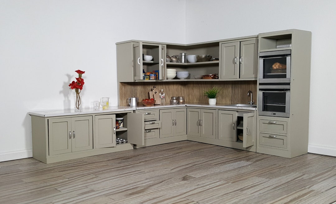 1:12 Scale Modern Dollhouse Miniature Kitchen With WORKING Cupboards ...