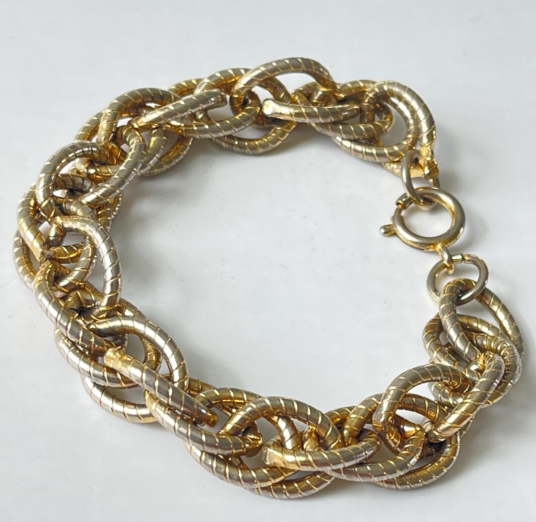Chunky Chain Bracelet Chunky Metal Bracelet Gold Tone Metal Bracelet ...