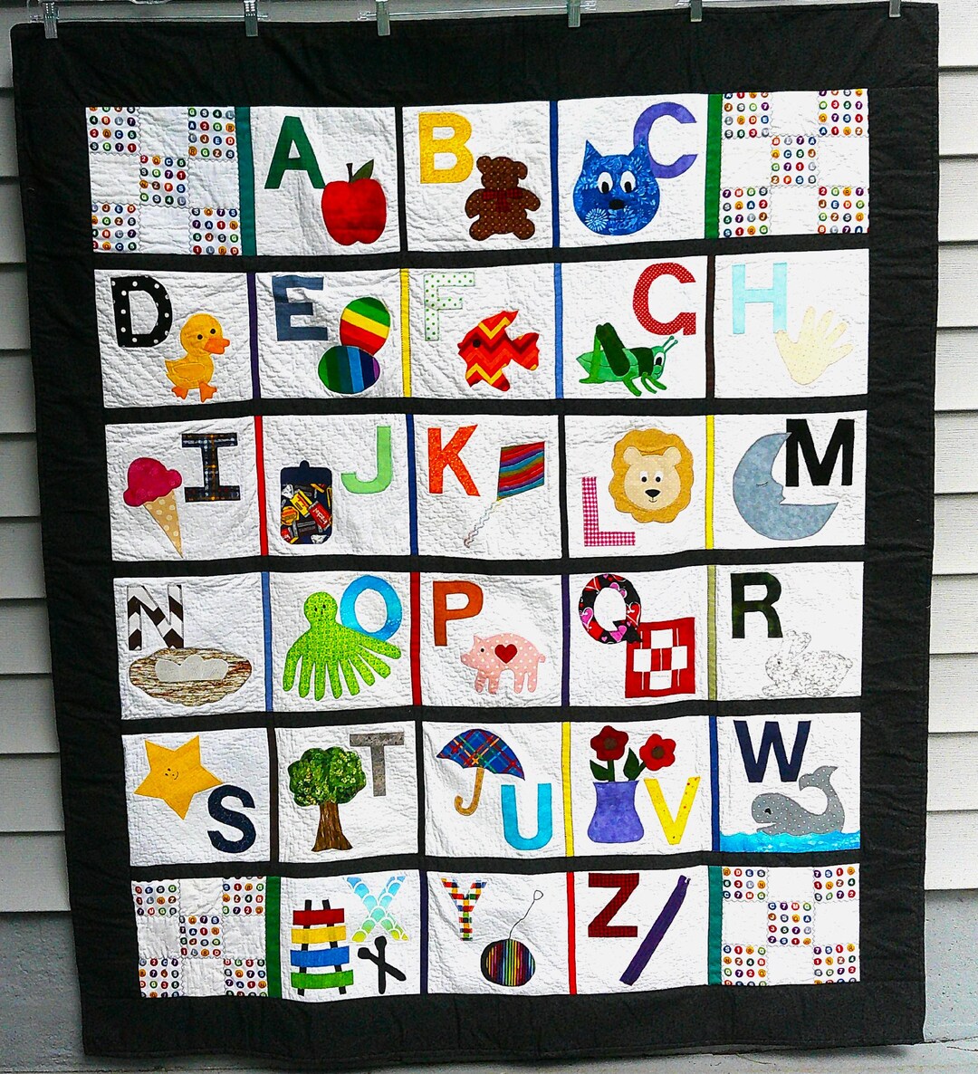 Appliqued Alphabet Quilt: Children's ABC Quilt (54x62)-homemade Bedding ...