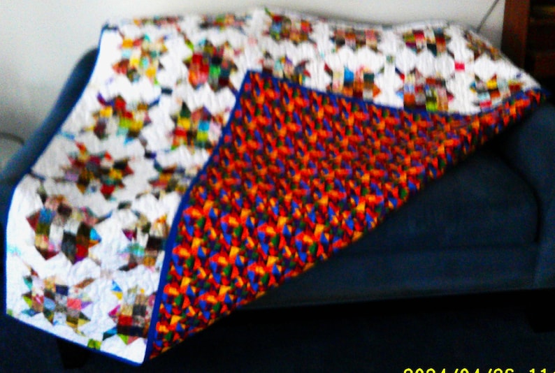 Scrappy Patchwork Quilt: Pieced Blocks, Homemade (60x60) - Etsy