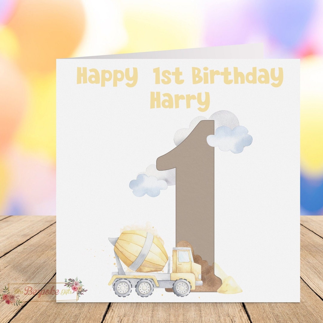 Personalised Construction Birthday Card - Etsy
