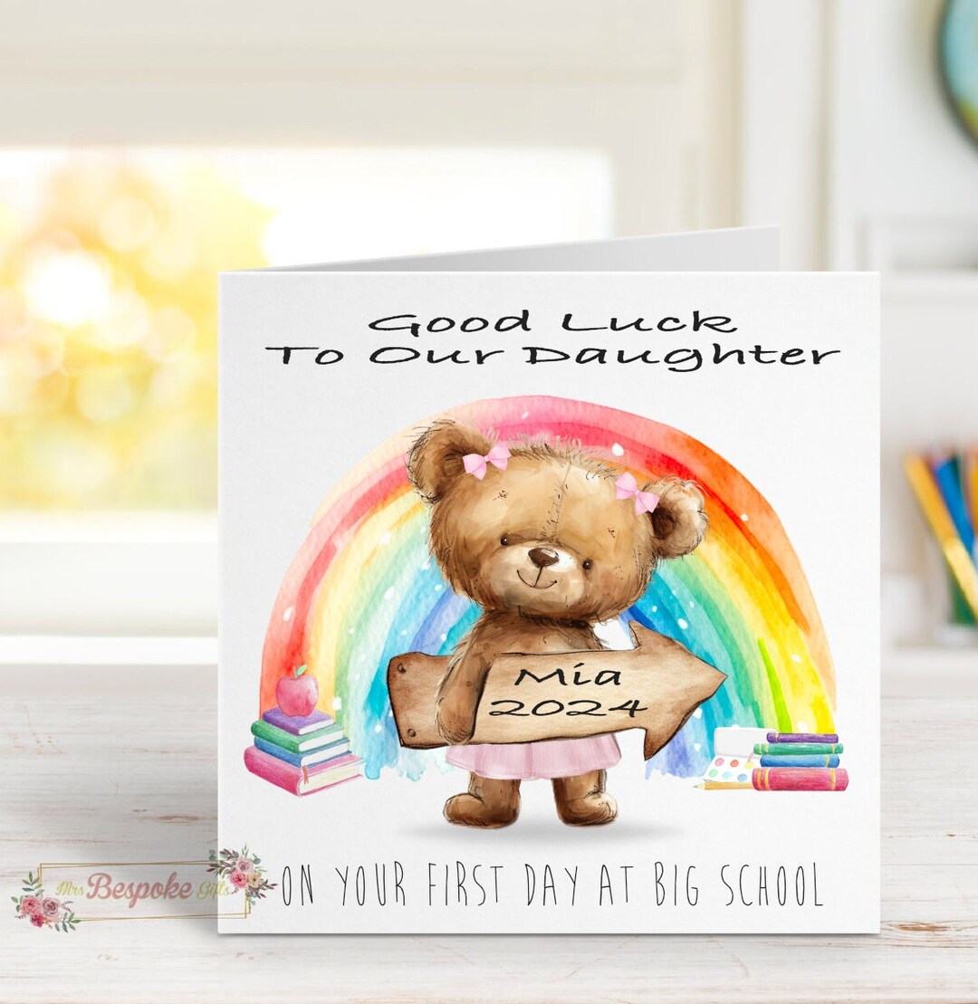 First Day of School Card,good Luck First Day at School Card,1st Day at ...