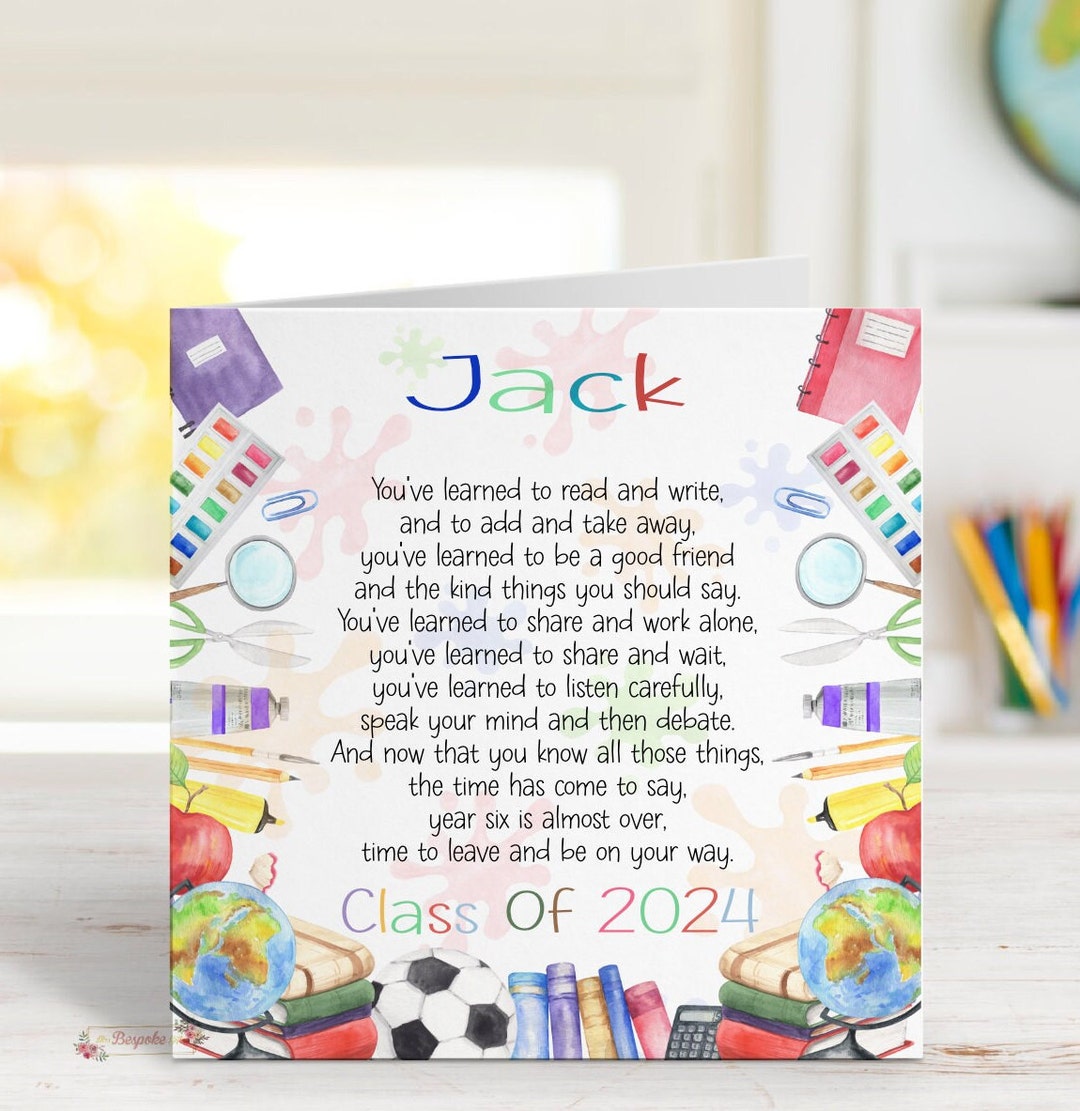 Personalised Last Day at Primary School Card - Etsy UK