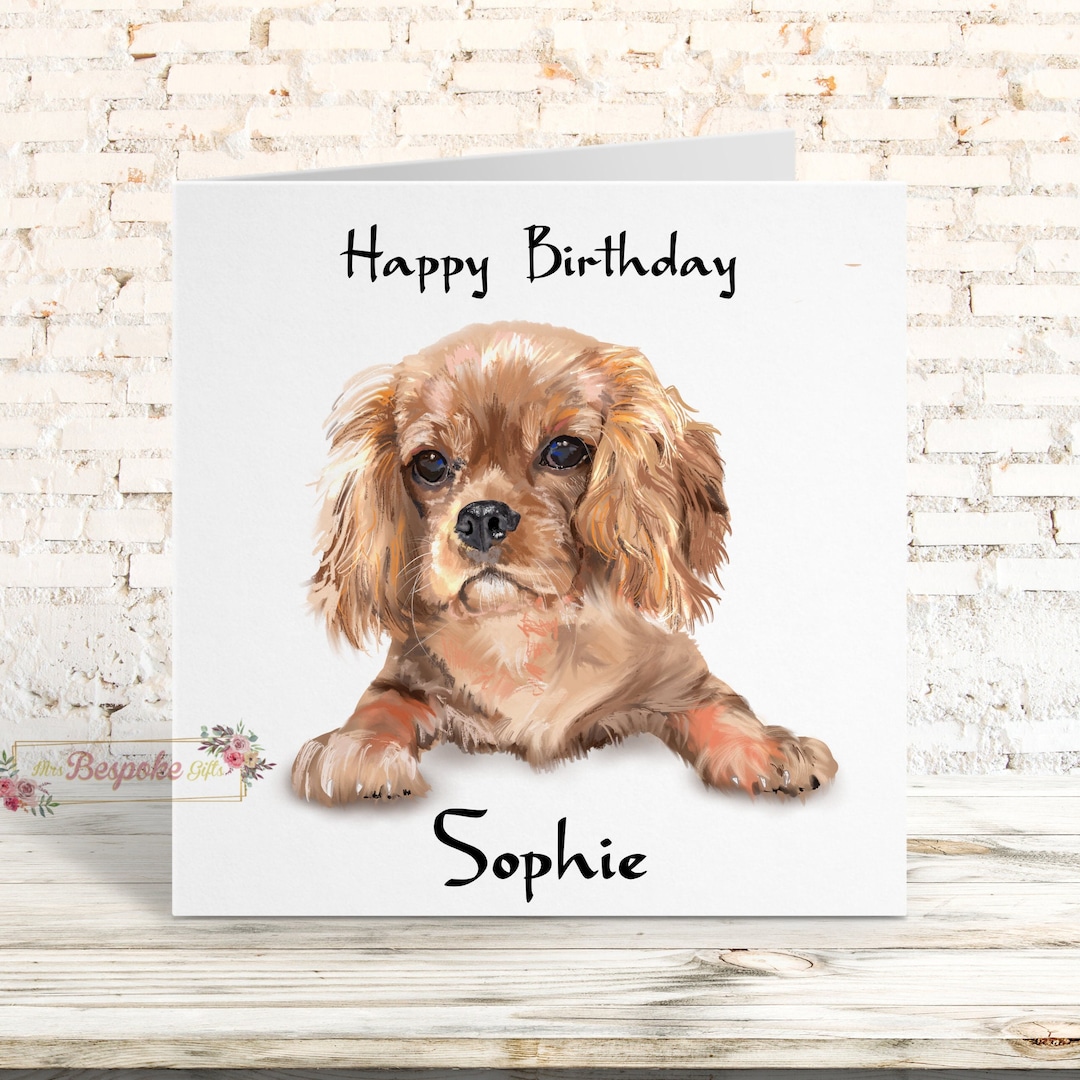 Ruby King Charles Cavalier Birthday Card - Etsy UK