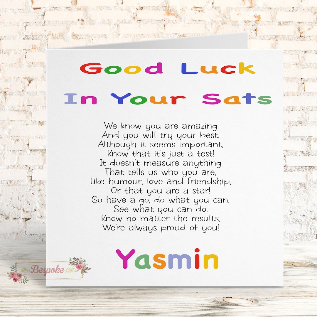 Personalised Good Luck Sats Exam Card,good Luck in Exams Card,year 6 ...