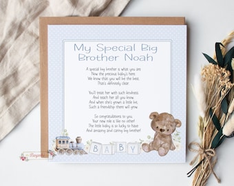 Personalised Handmade New Big Brother Card Cute Stick Person ...