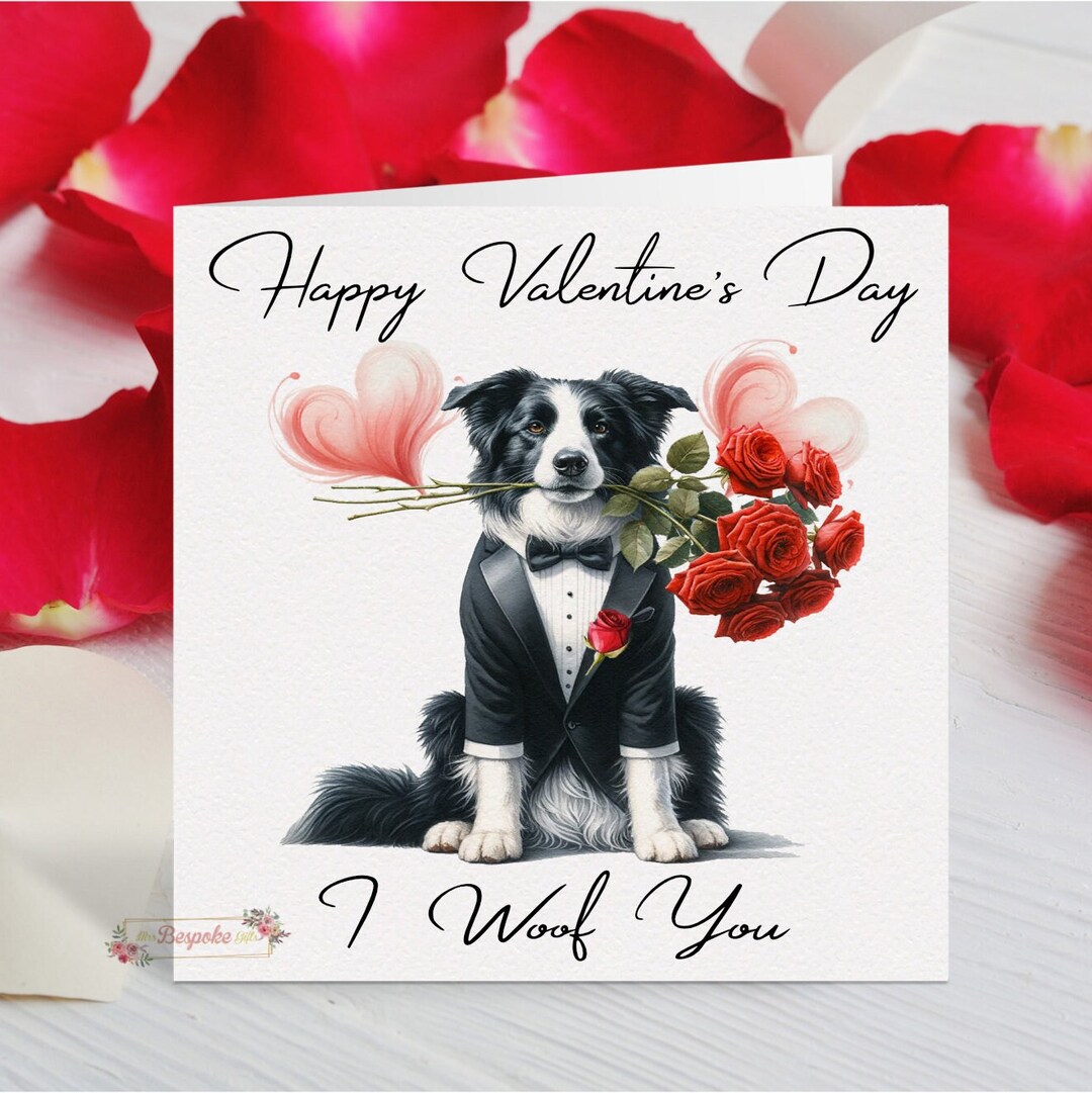 Personalised Border Collie Valentines Card,border Collie Valentines Day ...