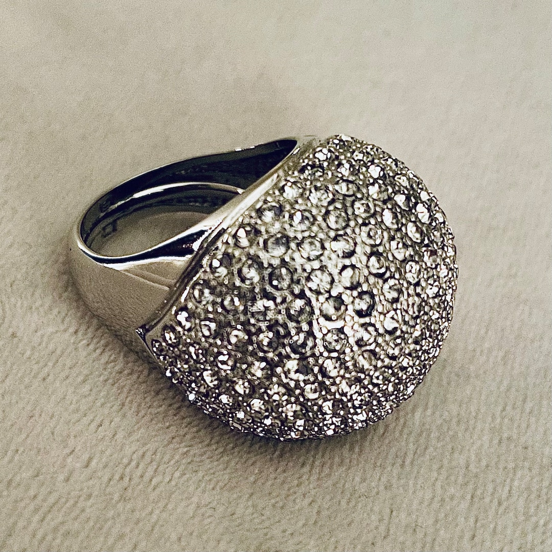Vintage Rhinestone Dome Sparkle Cocktail Ring - Etsy