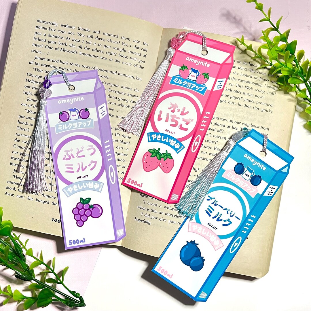Kawaii Japanese Fruit Milk Bookmark Stationary, Reading, Book, Gift ...