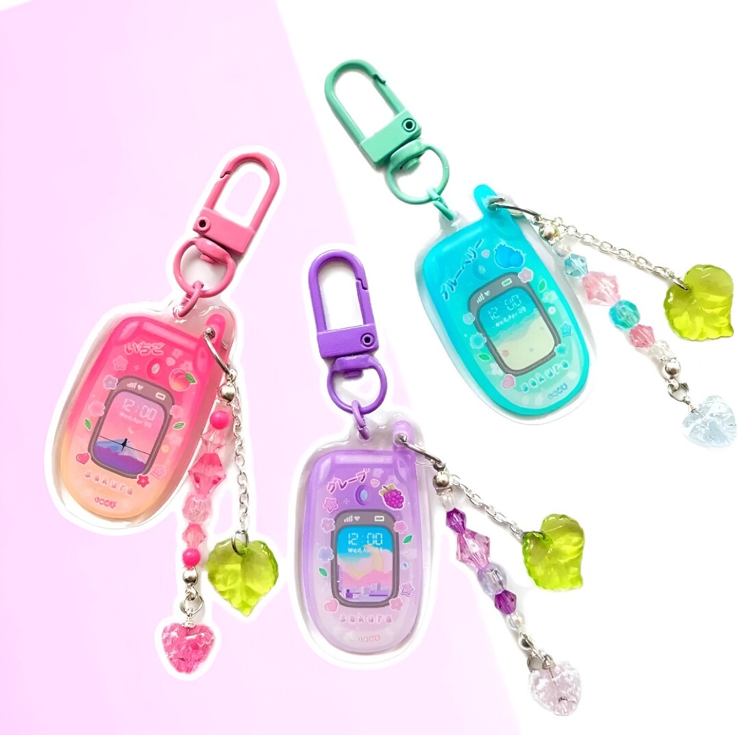 Flip Phone - Y2k Phone Charm Keyring/keychain, Charm Dustplug, Phone ...