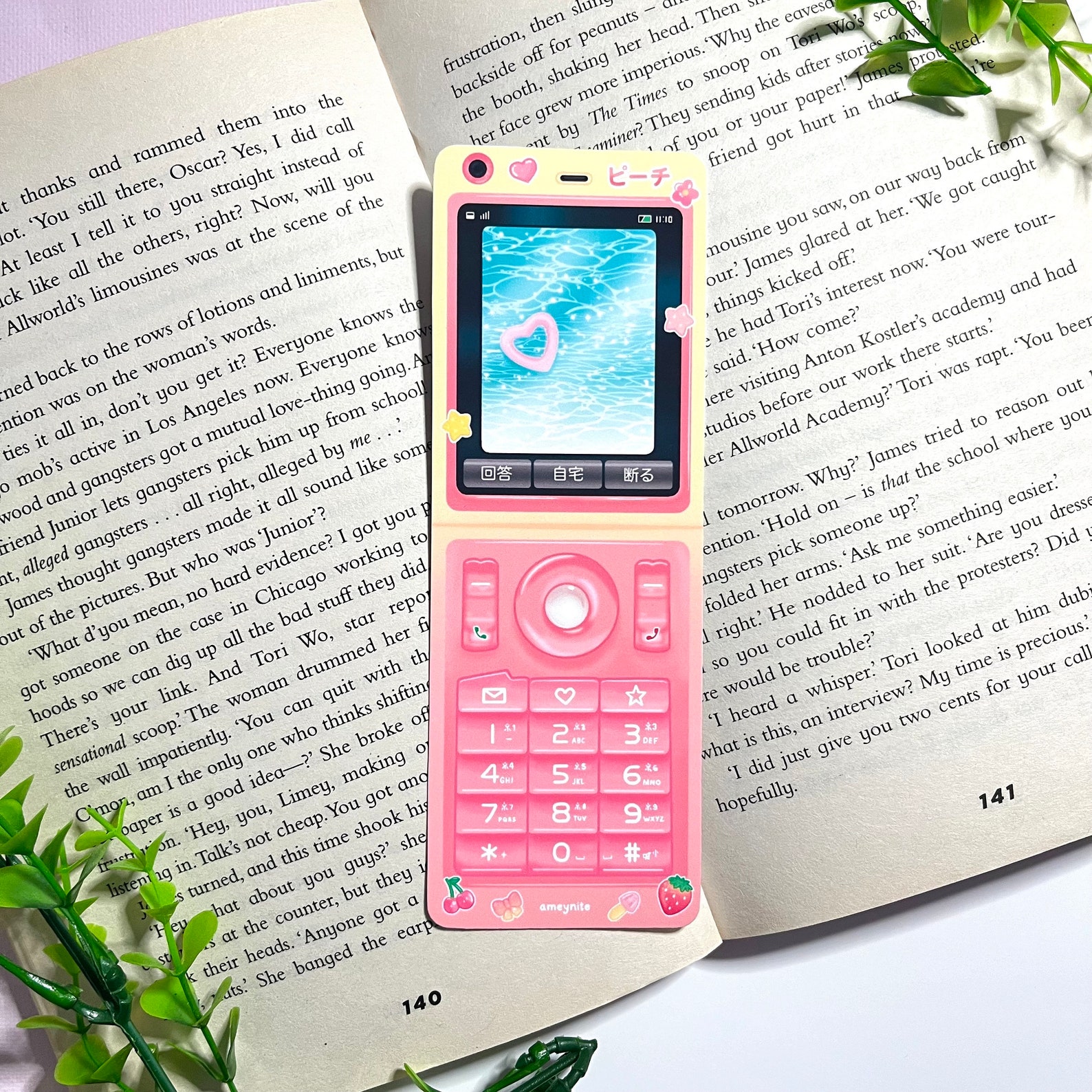 Flip Phone Y2k Bookmark - Stationary, Reading, Book, Gift, Pink, Purple ...