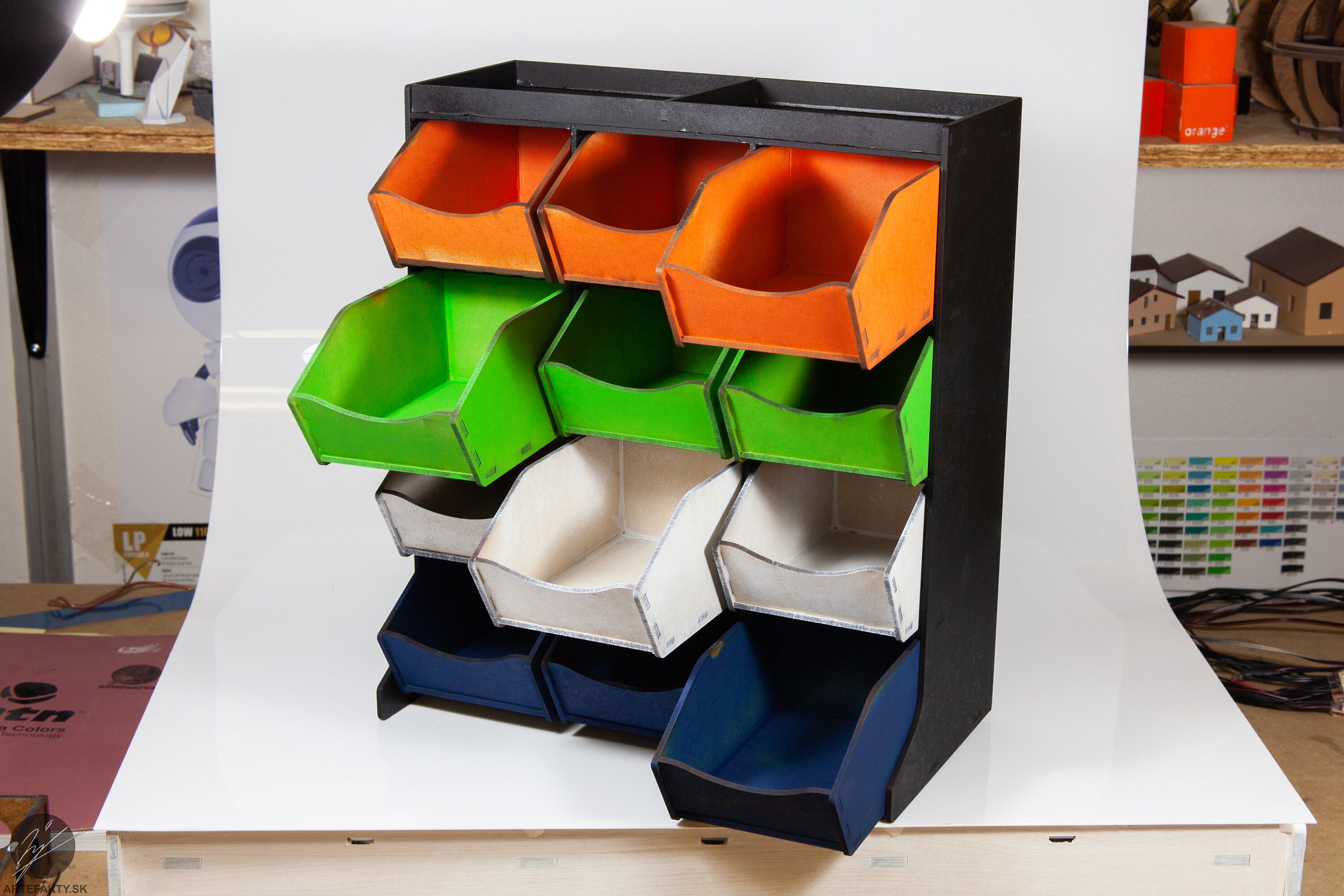 Template - Storage Bin Organizer With 12 Drawers - Laser Cut / Cnc ...