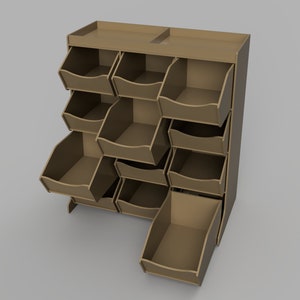 Template - Storage Bin Organizer With 12 Drawers - Laser Cut / Cnc ...