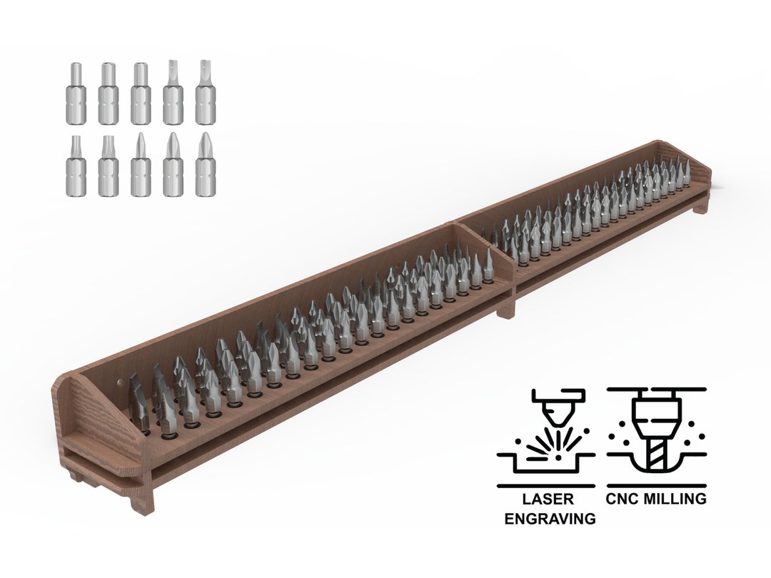Template - Screwdriver Bits Holder for 120 Pieces - Laser Cut / Cnc ...