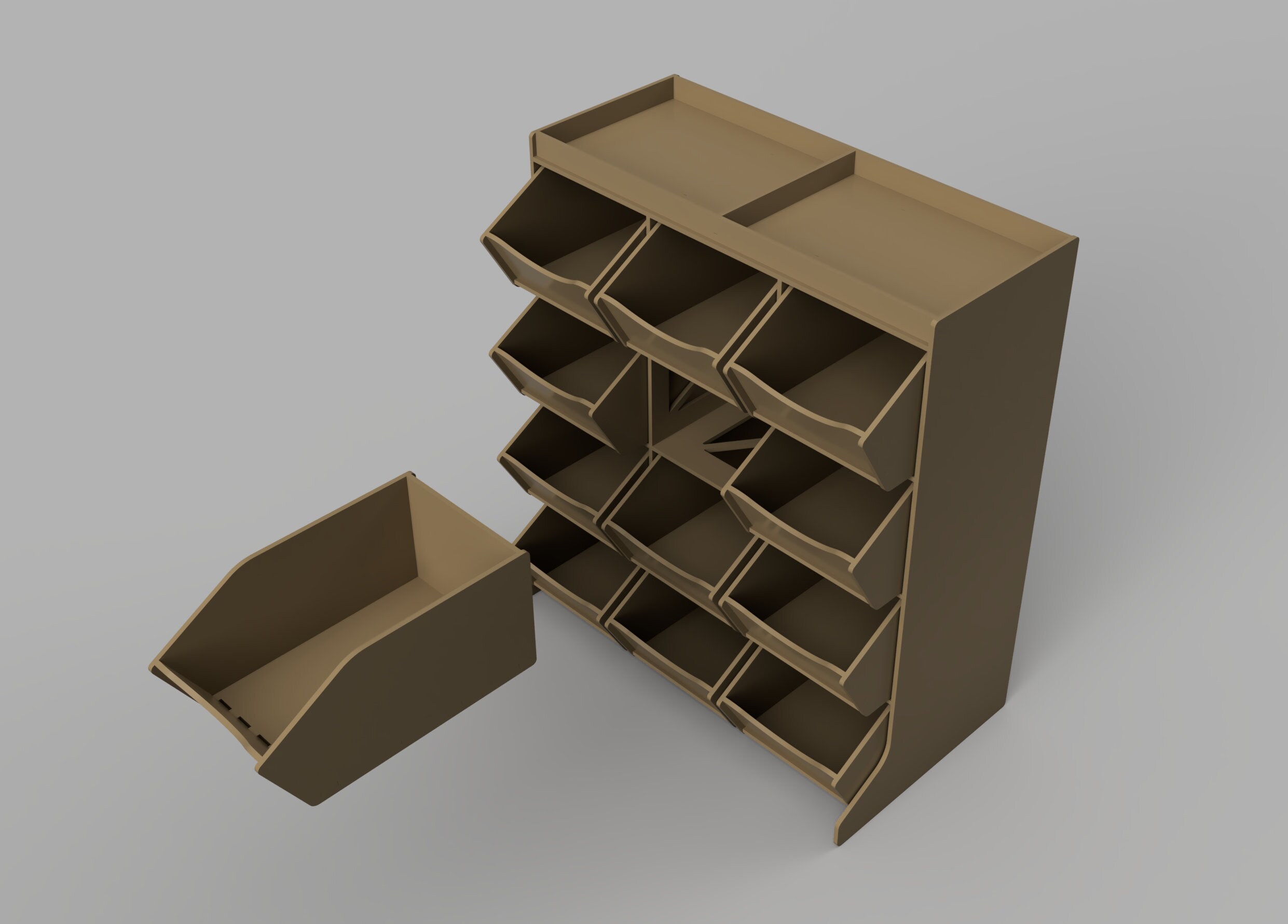 Template - Storage Bin Organizer With 12 Drawers - Laser Cut / Cnc ...