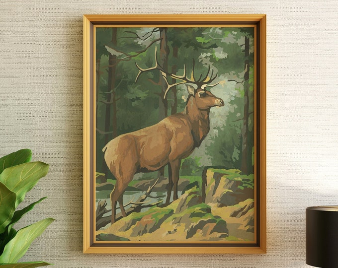 DOWNLOAD! Paint by Numbers of a Buck in the Woods 12" X 16" FINSIHED - Etsy