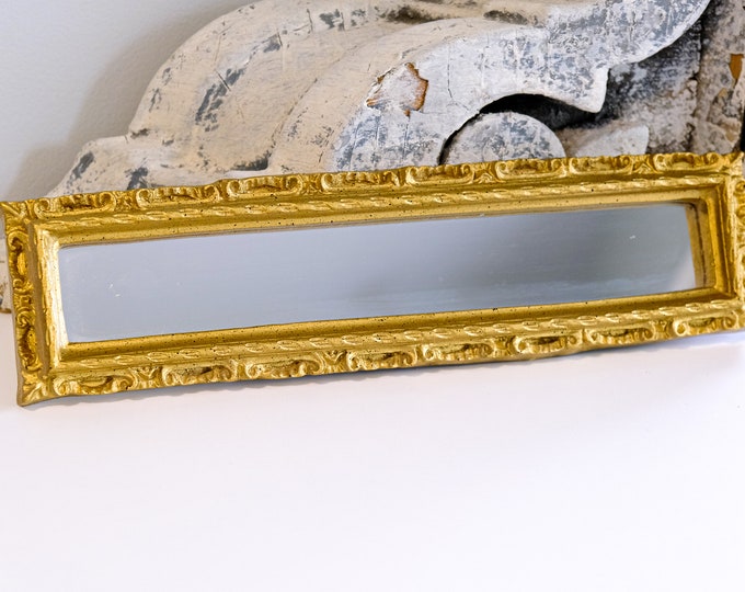 Vintage Long Rectangular Shaped Mirror in a Gold Frame, Skinny Vertical ...