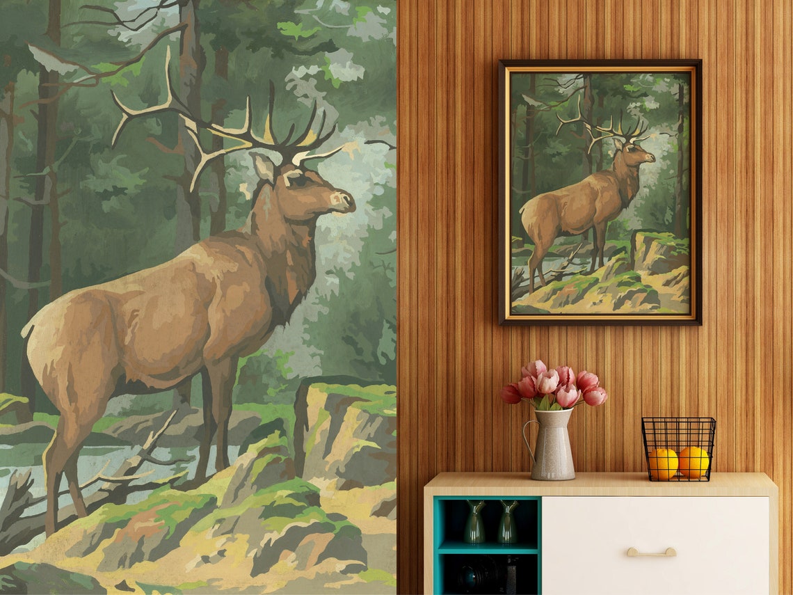 DOWNLOAD Paint by Numbers of a Buck in the Woods 12 X - Etsy