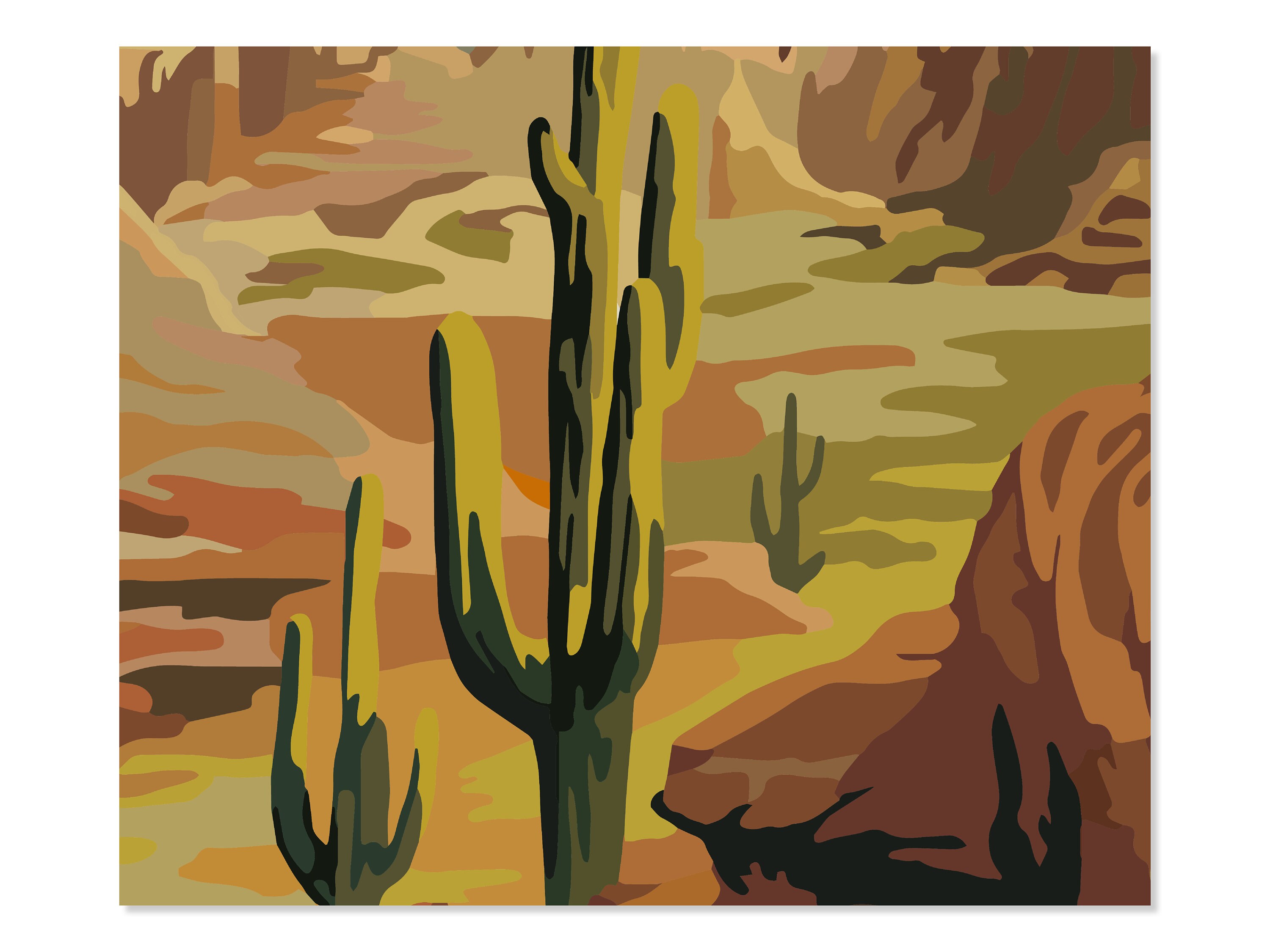 DOWNLOAD Paint by Number of Desert With Cacti and Mountains | Etsy