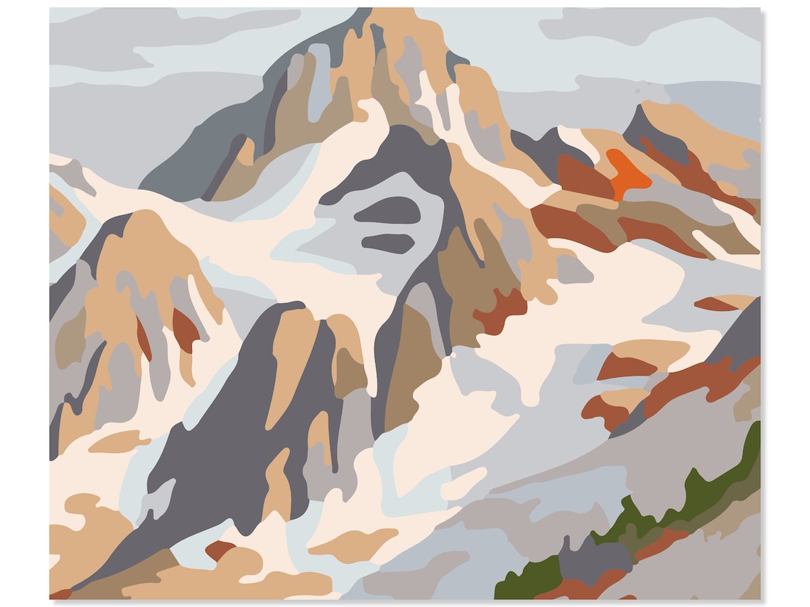 DOWNLOAD Paint by Numbers of a Mountain Scene Near a Lake - Etsy