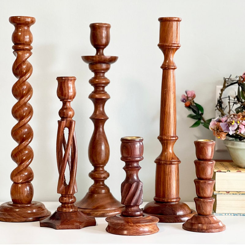 Wooden Candlesticks - Etsy