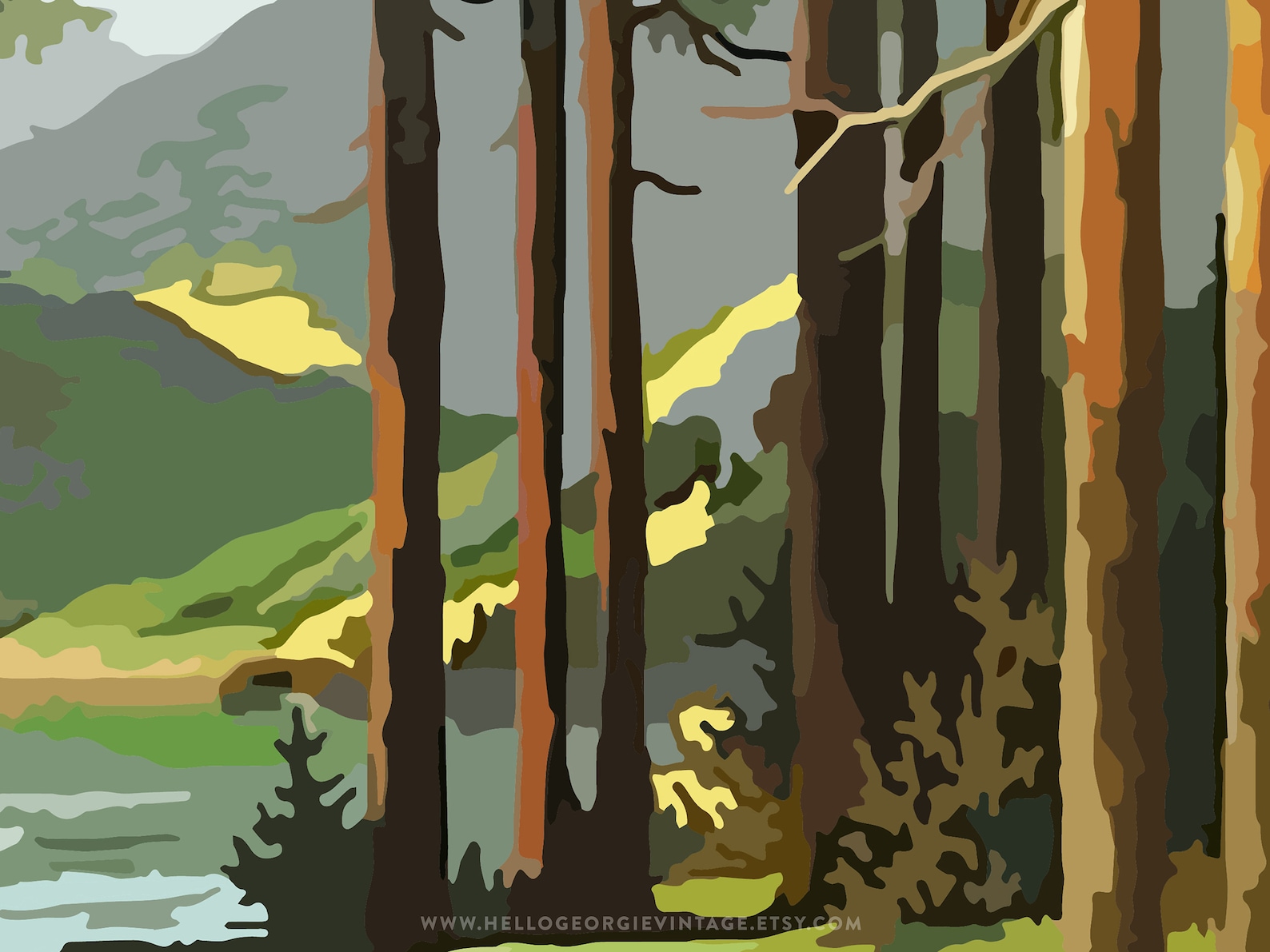 DOWNLOAD Paint by Numbers of a Forest Near Mountains With a - Etsy Canada