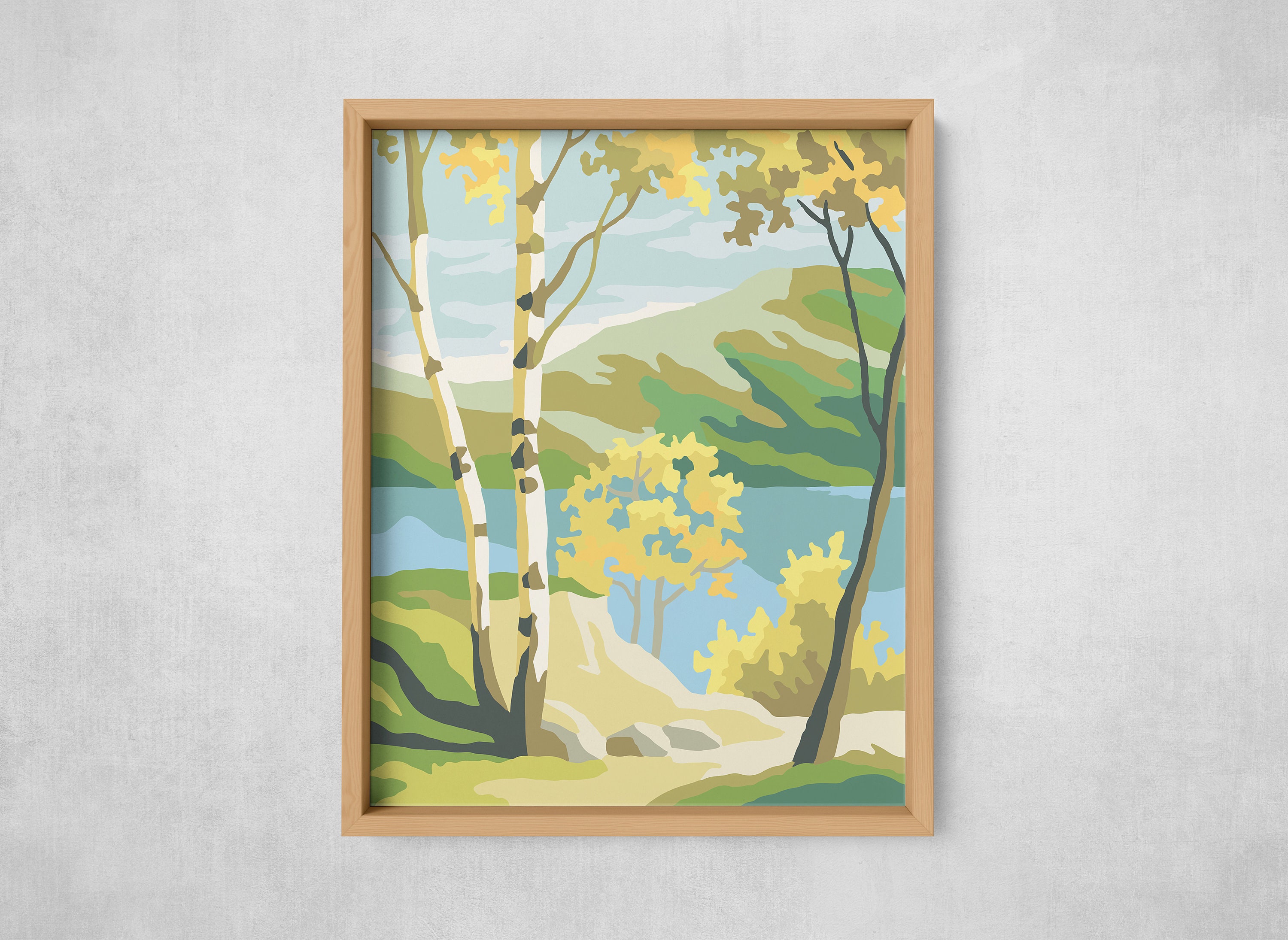 DOWNLOAD Color by Numbers Birch Trees Near a Lake Coloring - Etsy