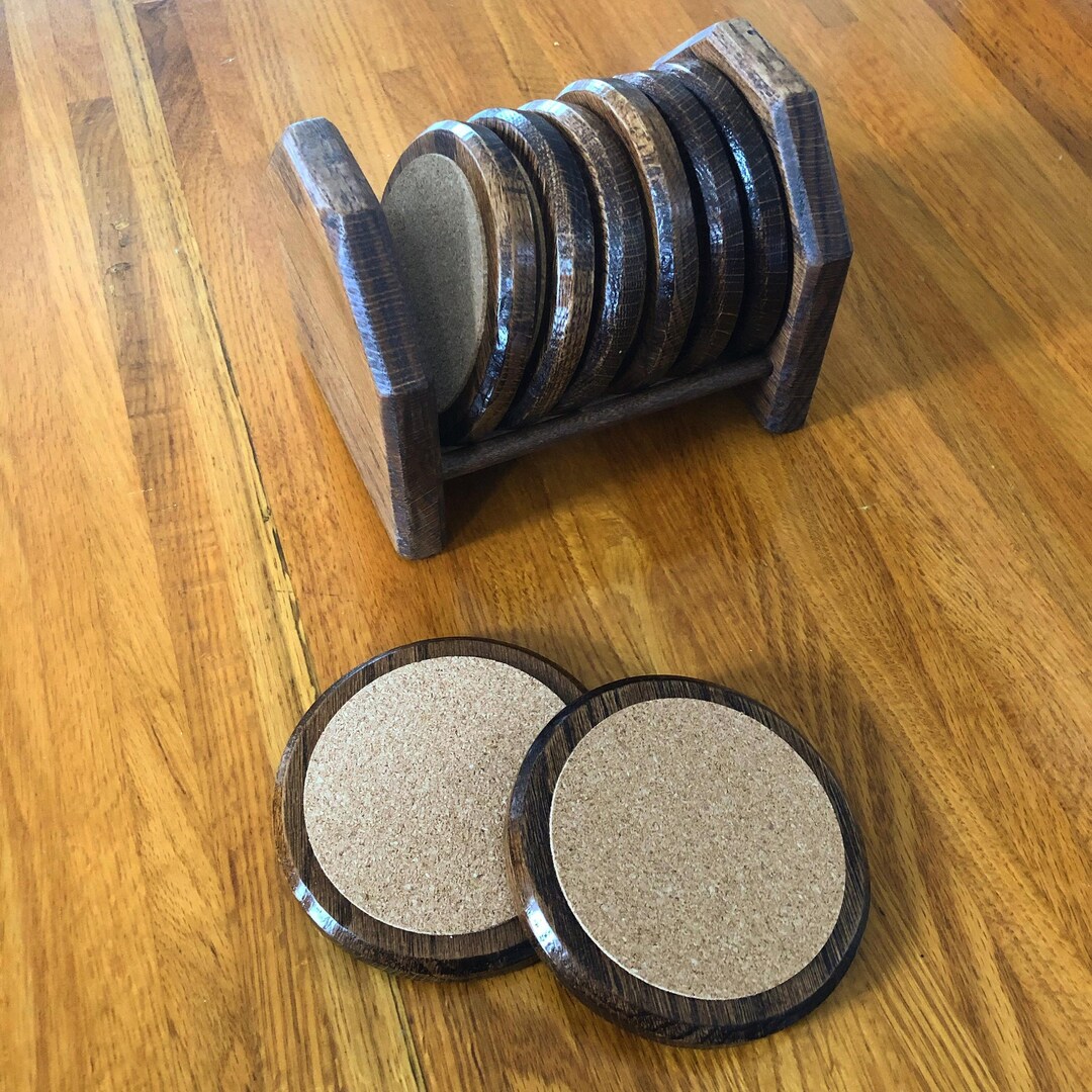 Wooden Oak Coaster Set 8 and Stand - Etsy